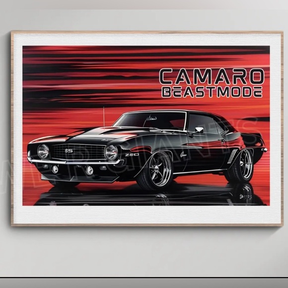 Art | Camaro Ss Beastmode Poster 17x11 Print Classic Car Camaro Muscle ...